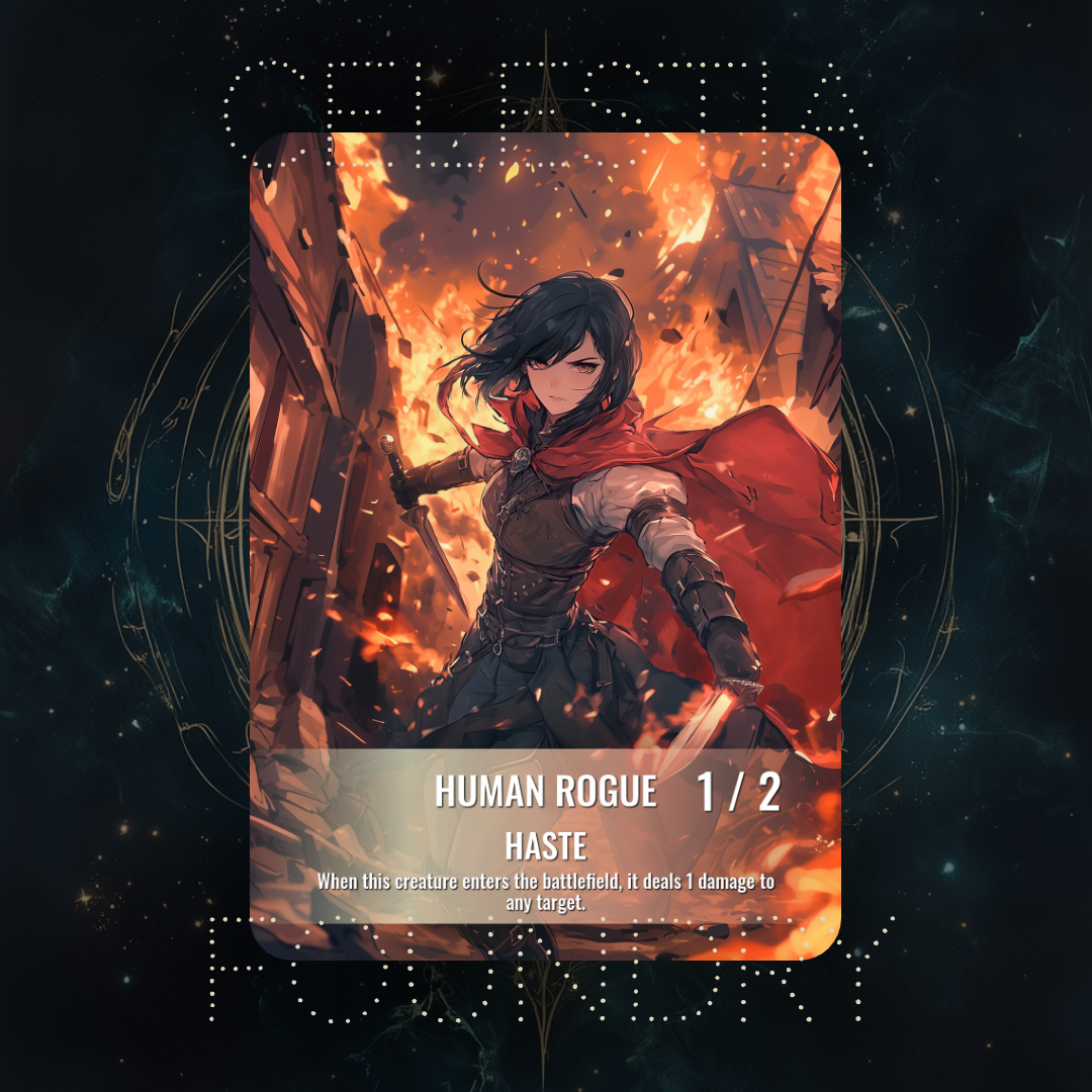 Human Rogue Token - [White/Red] [1/2 Haste] Ver 01