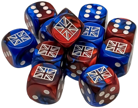 Chessex Dice: Great Britain War Dice Gemini Blue Red/White 12D6 16mm D